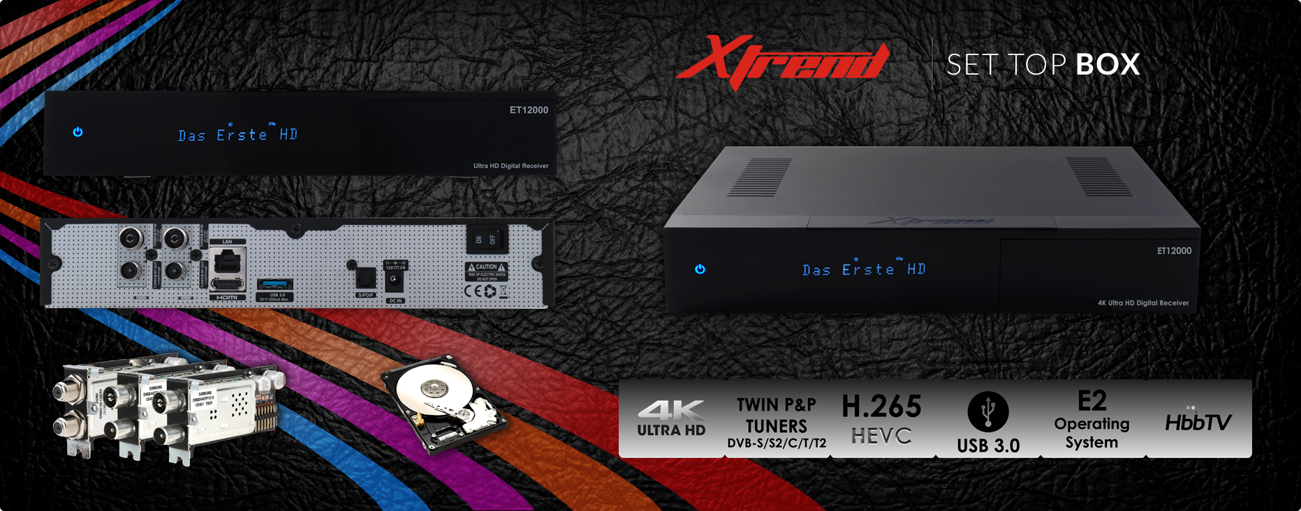 Xtrend Linux Smart STB 4K Set Top Box with HbbTV and USB Port