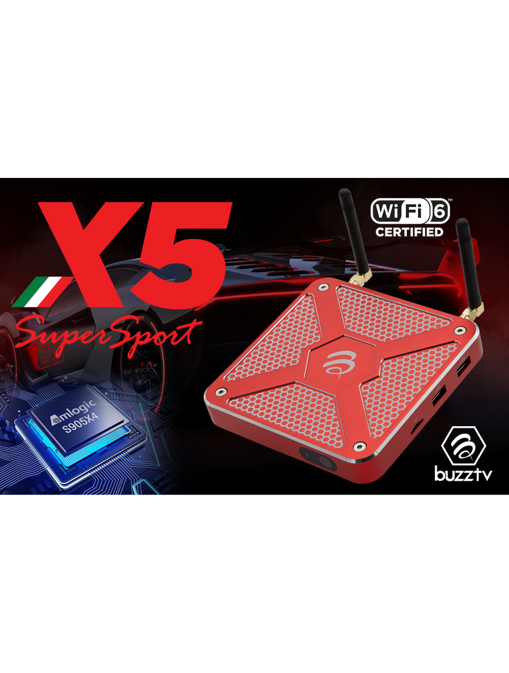 Buzztv X5 Super Sport (X5 SS) UHD 4K with BT-G20 Google Voice Assistant - Android 13 - WI-FI 6 ...