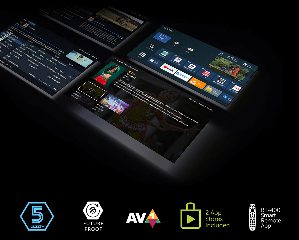 Buzztv HD5 Ultra HD 4K Android 11 Media Player Dongle Stick– 4GB RAM ...